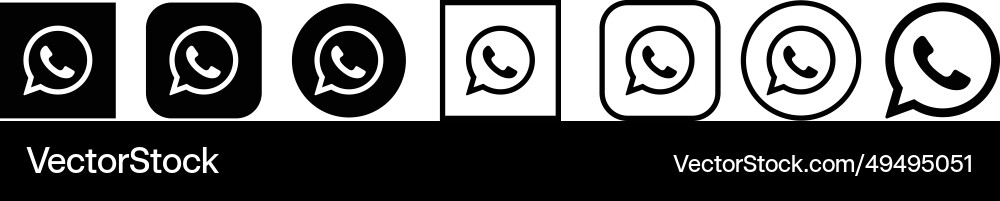 Whatsapp icons set flat line popular Royalty Free Vector