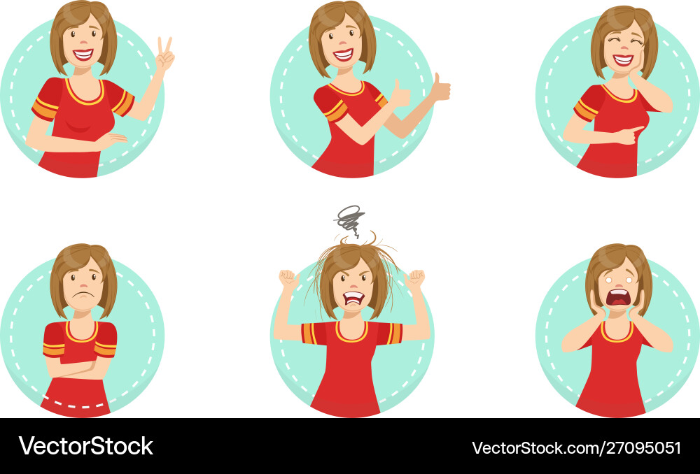 Woman Expressing Diverse Emotions Royalty Free Vector Image