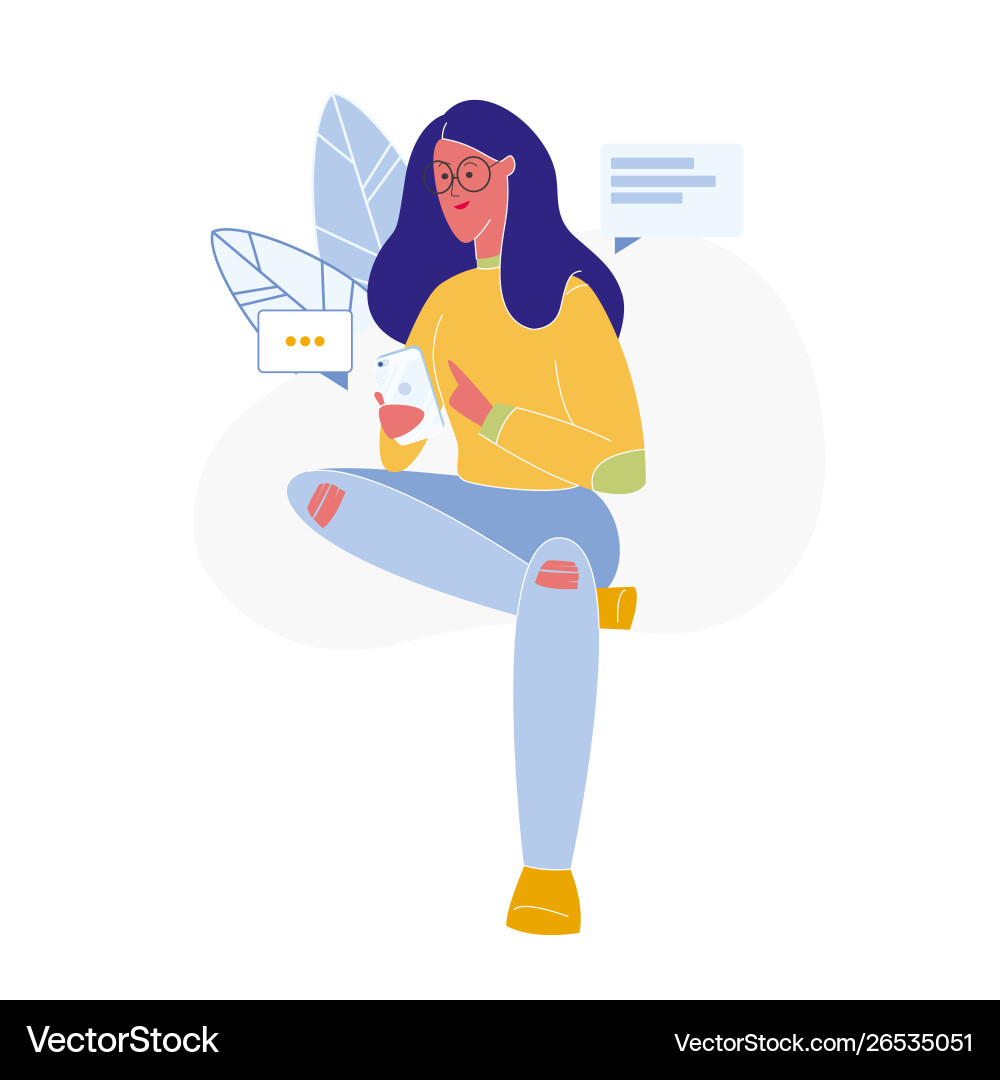 Woman texting online flat Royalty Free Vector Image