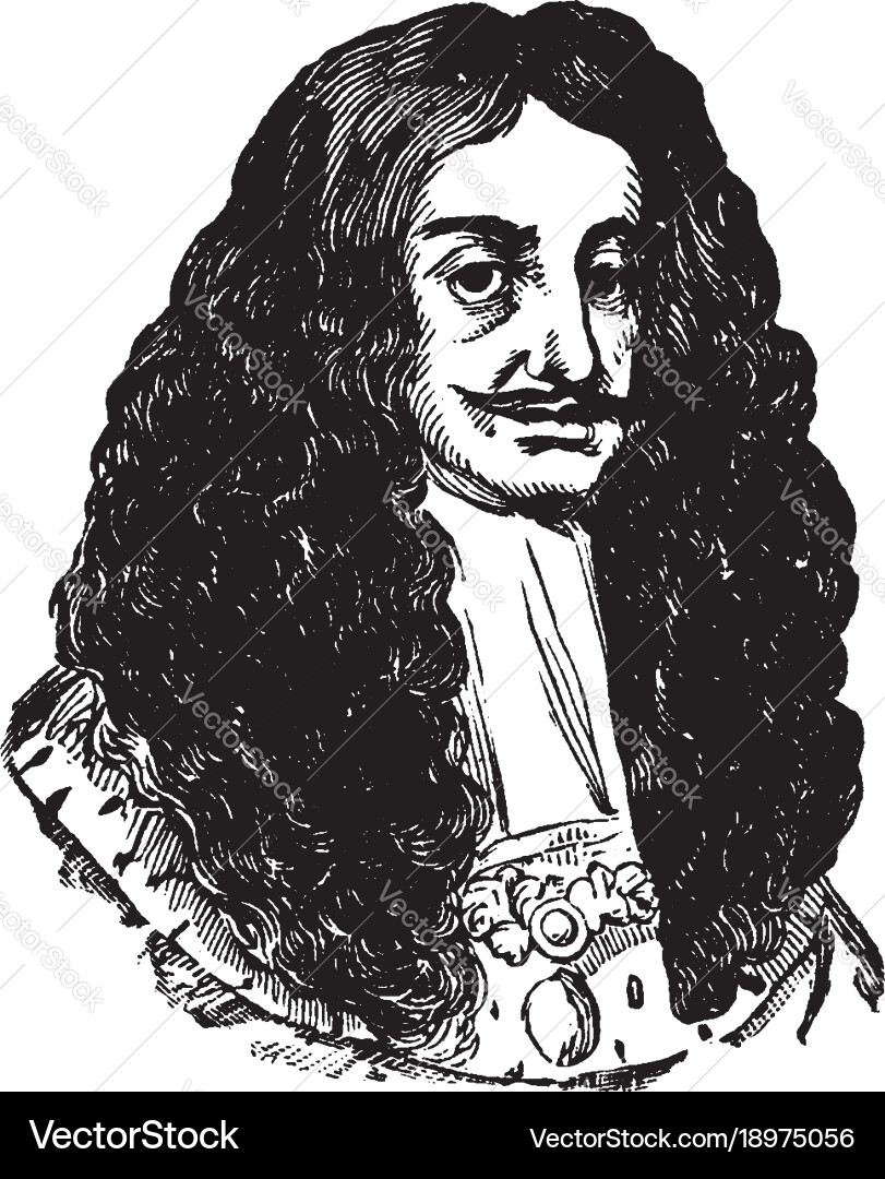 Charles II Portrait Engraving Royalty Free Vector Image