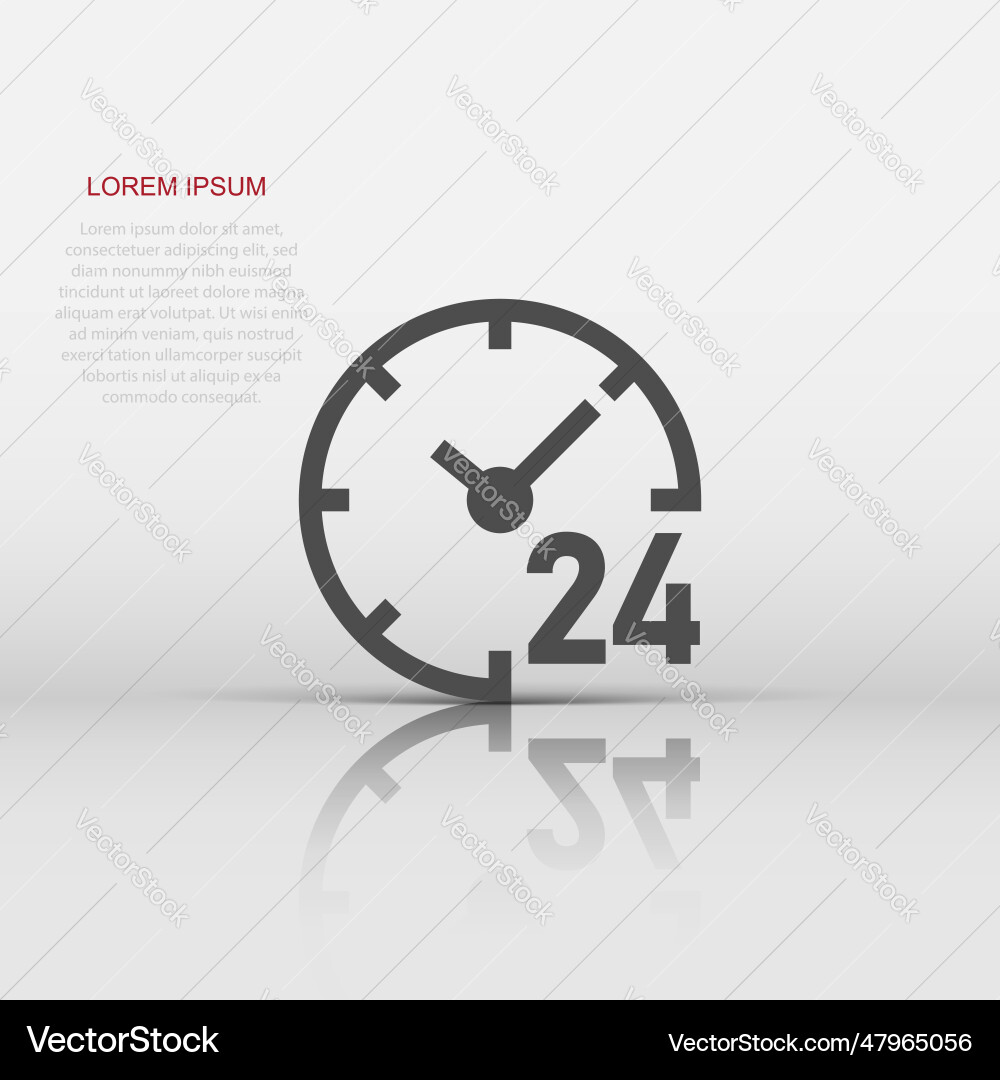 Clock 247 icon in flat style watch on white Vector Image