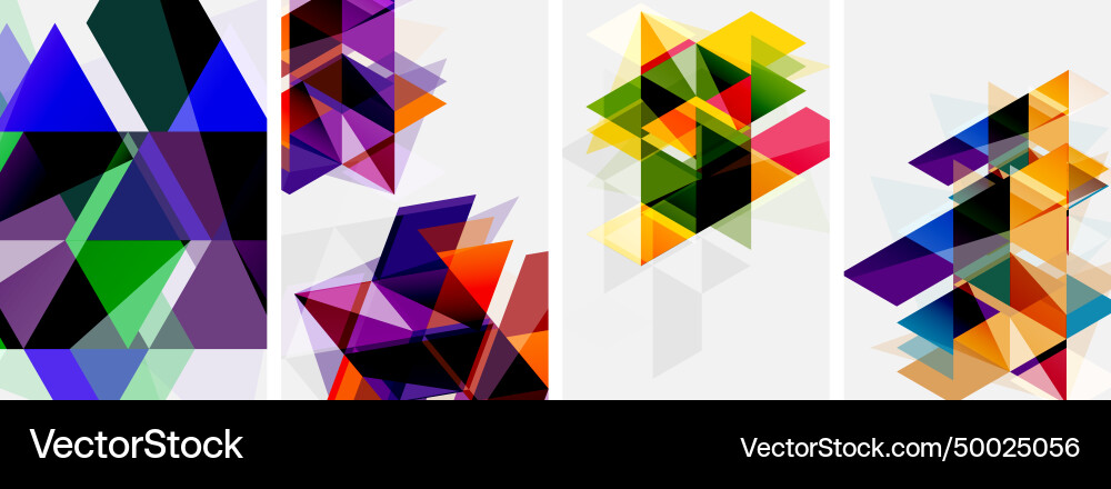 Colorful bright triangles with various colors and Vector Image
