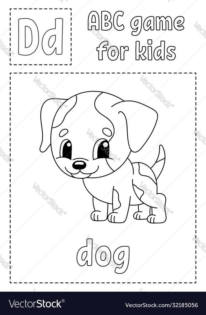 Cute Alphabet Coloring Page for Kids Royalty Free Vector