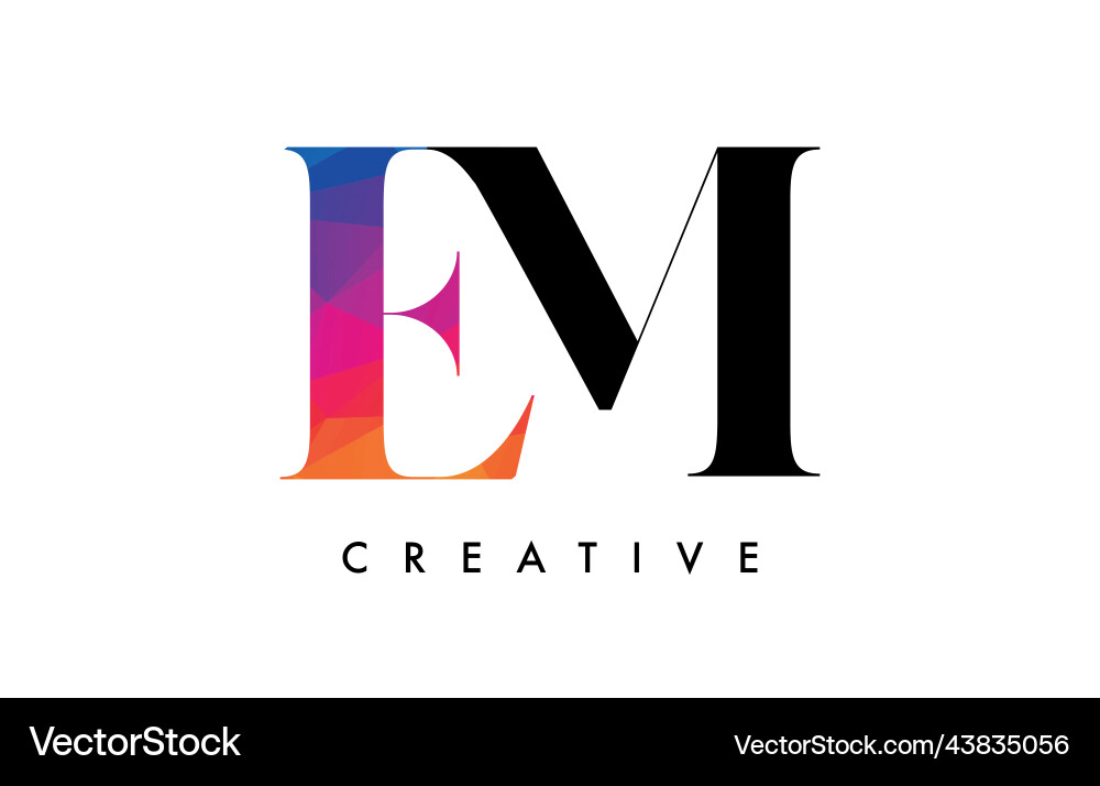 Em letter design with creative cut and colorful Vector Image