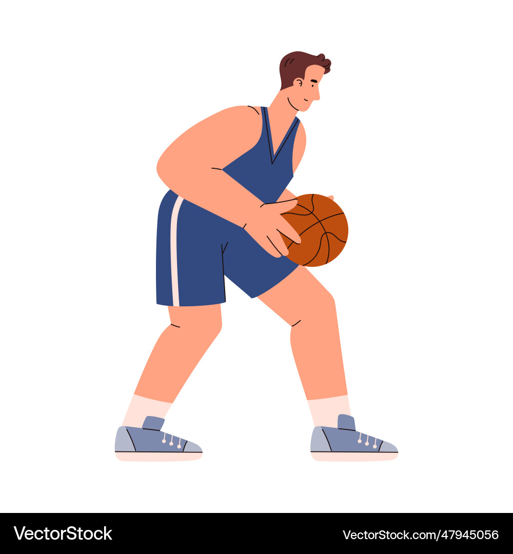 Full length basketball player doing ball throw Vector Image