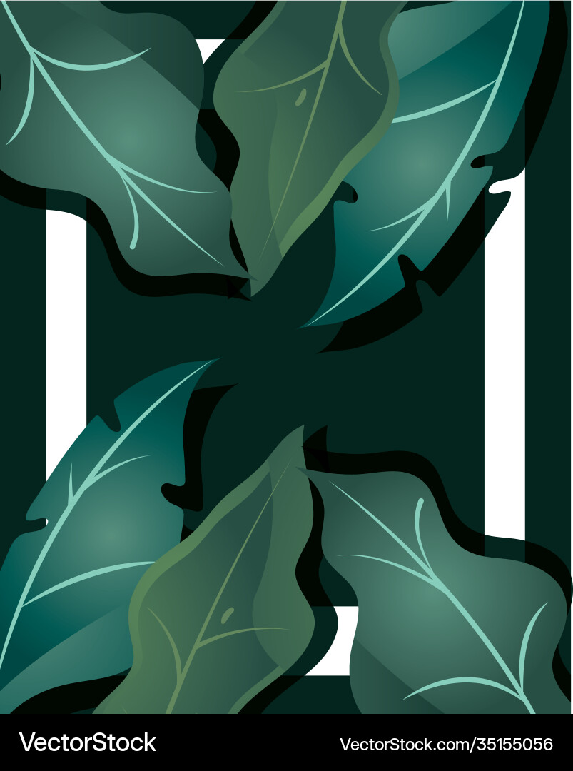 Leaves nature plant greenery frame background Vector Image