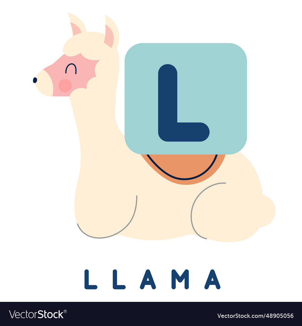 Letter l llama alphabet Royalty Free Vector Image