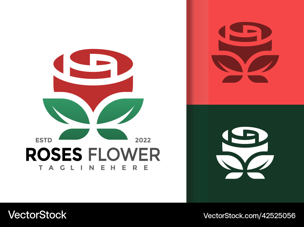 Red rose flower logo design template Royalty Free Vector