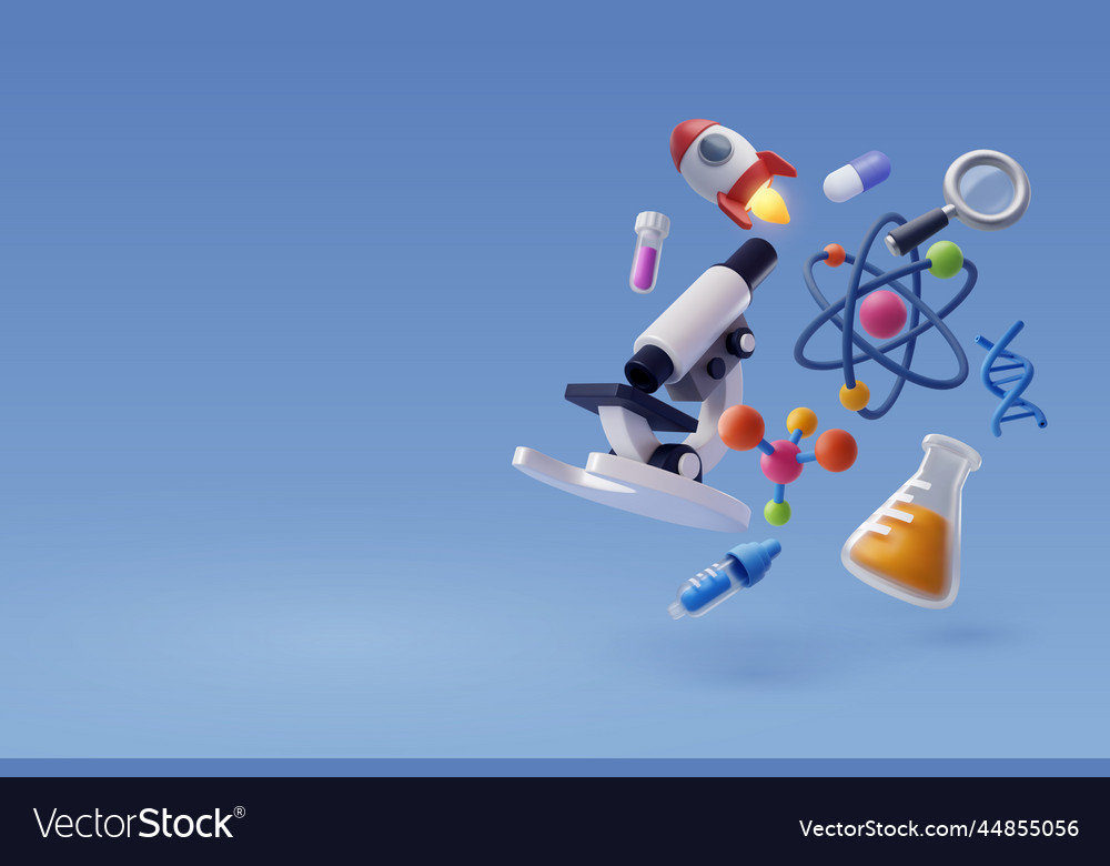 Set of 3d science icon science and technology Vector Image