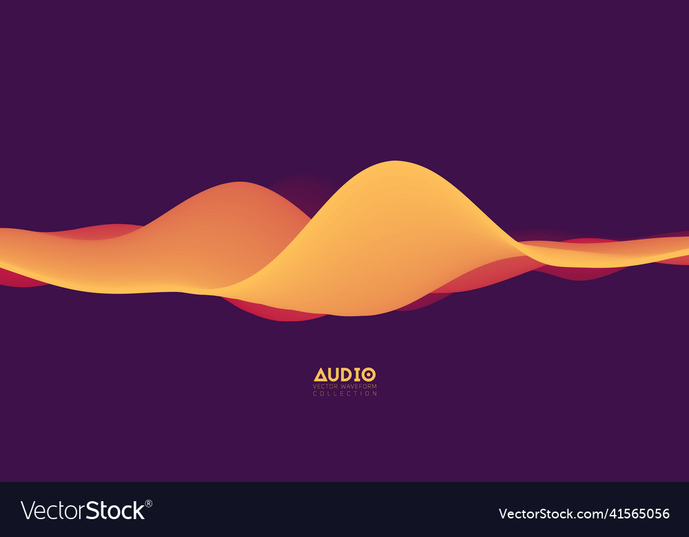 Sound wave visualiztion 3d orange solid waveform Vector Image