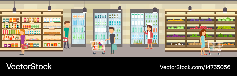 Supermarket store with goods Royalty Free Vector Image