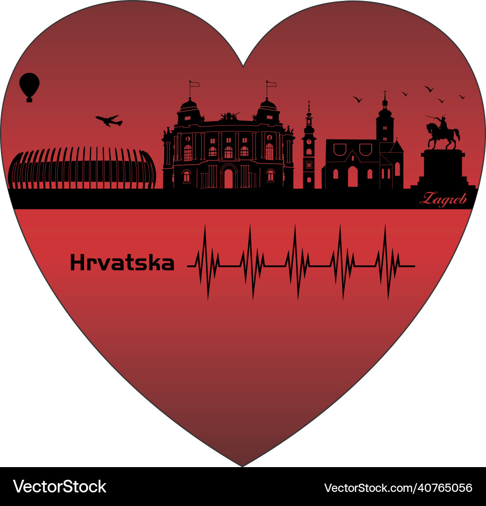 Zagreb in the heart Royalty Free Vector Image - VectorStock