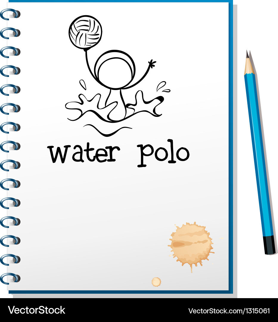 A notebook with drawing of boy playing water Vector Image