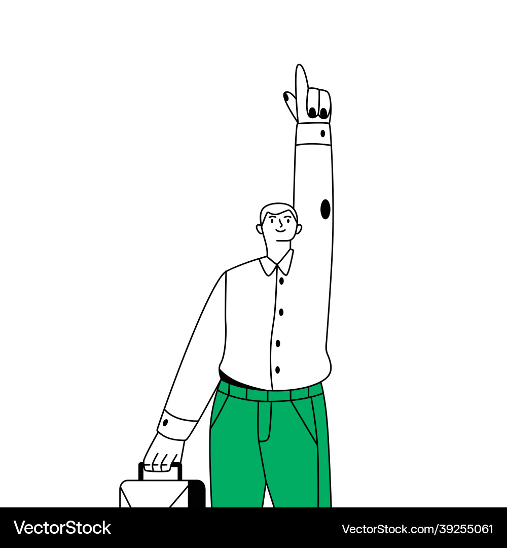 Ambitious businessman looking and pointing up Vector Image