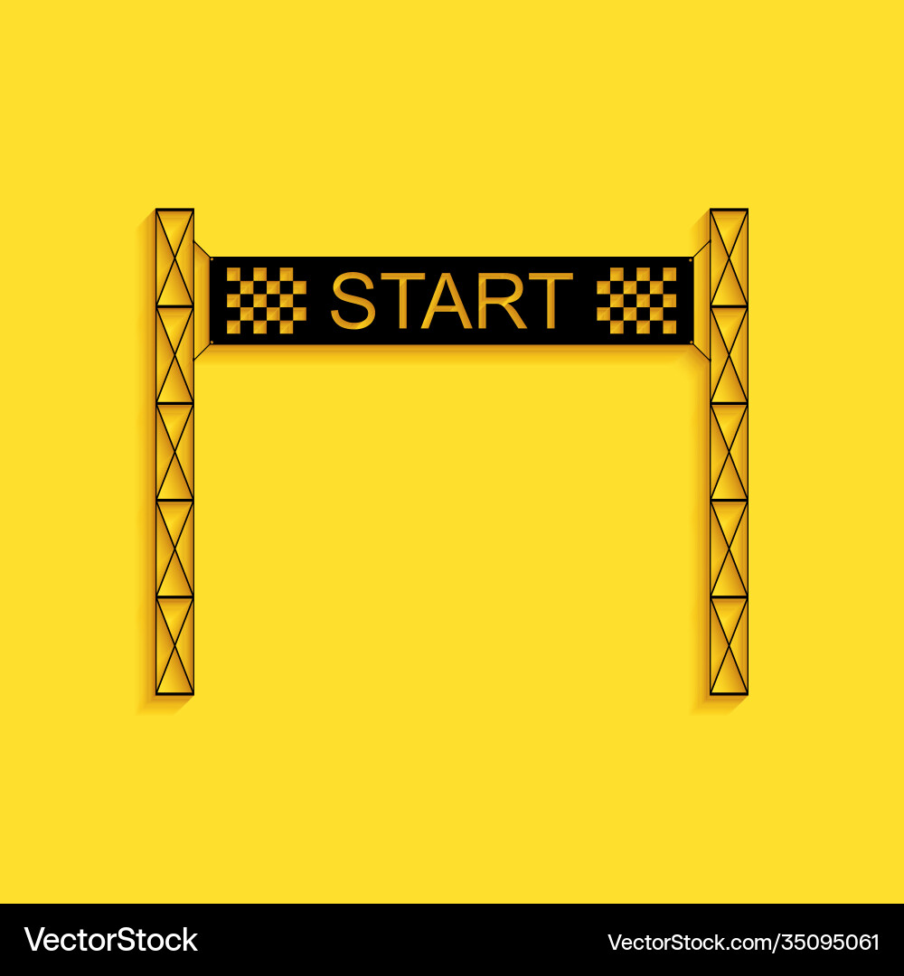 Black starting line icon isolated on yellow Vector Image