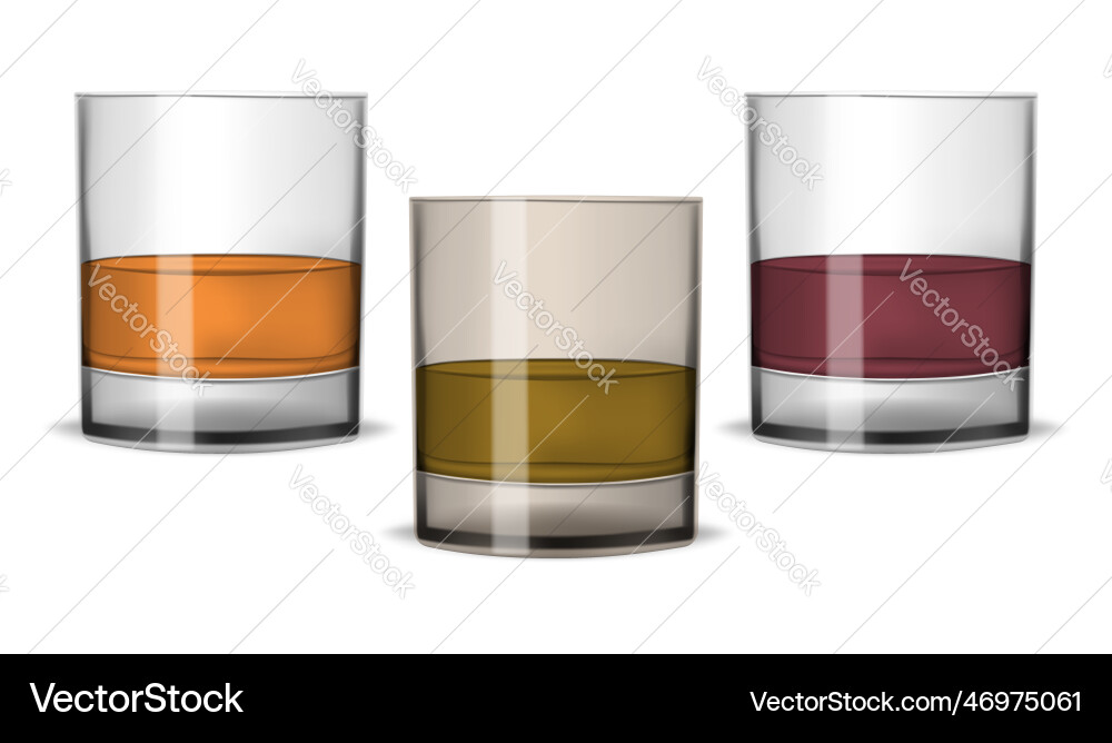 Clear drinking glasses filled with beverages Vector Image