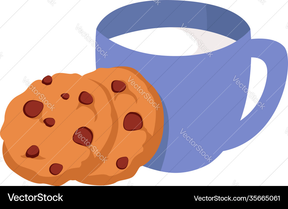 Cookies and milk on a white background Royalty Free Vector