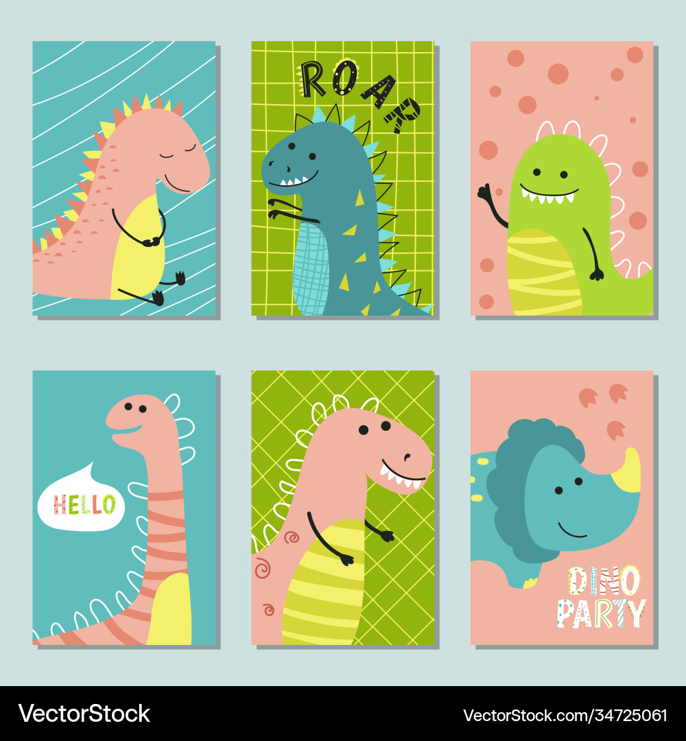 Greeting card with cartoon dinosaur Royalty Free Vector
