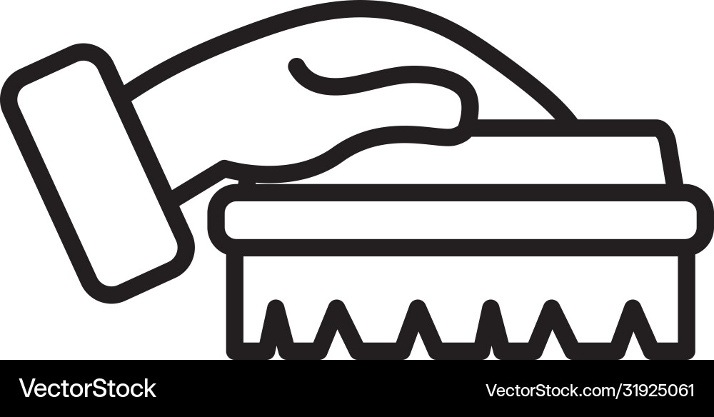 Hand with cleaning brush icon line style Vector Image