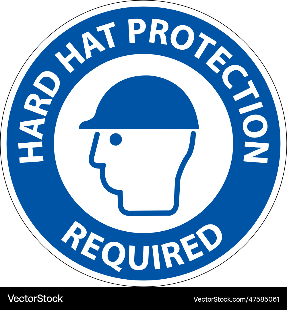 Hard hat protection required area sign on white Vector Image