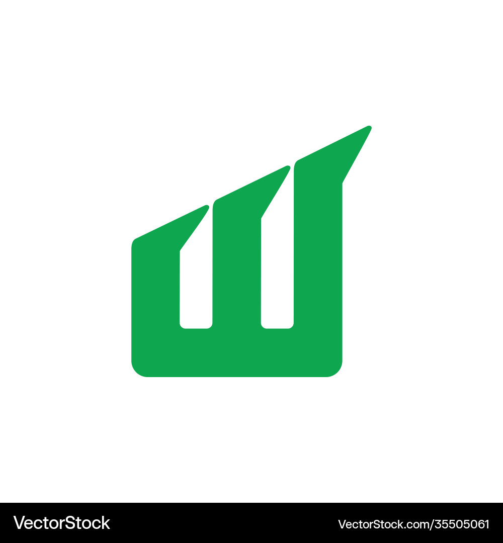 Letter w simple geometric green logo Royalty Free Vector