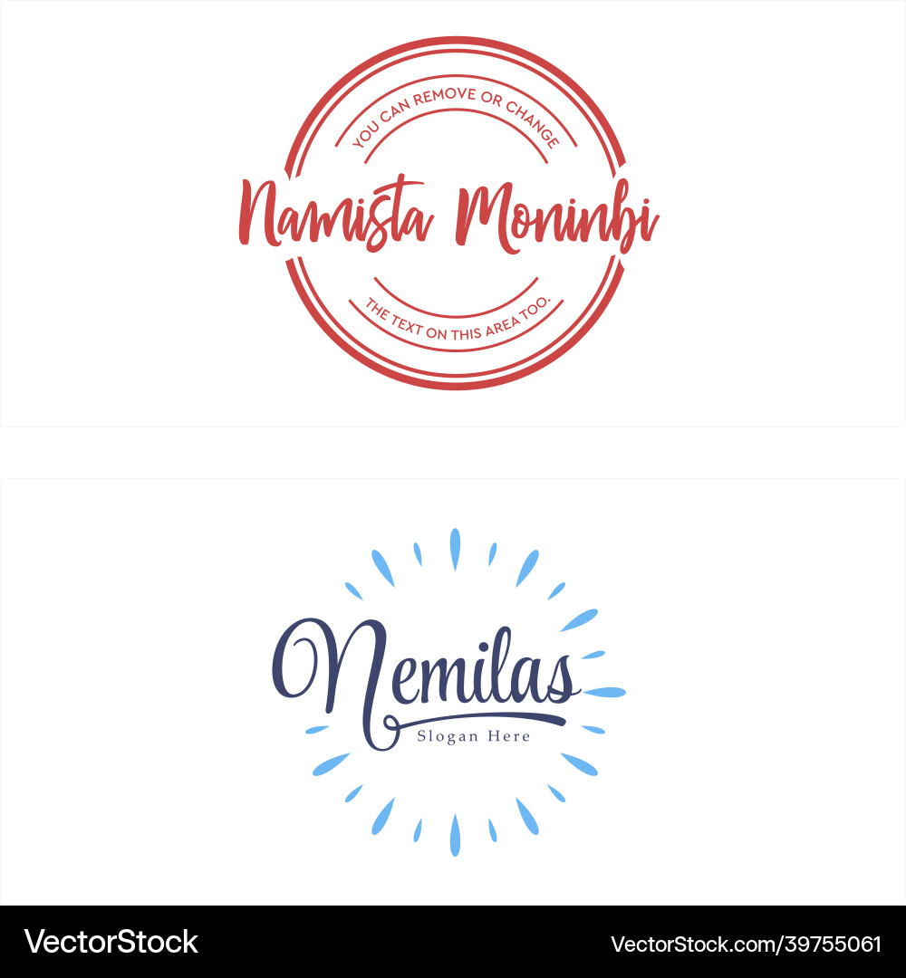 Modern flat line art circle lettering logo design Vector Image