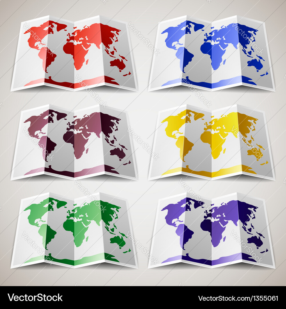 Set of colored maps the world Royalty Free Vector Image