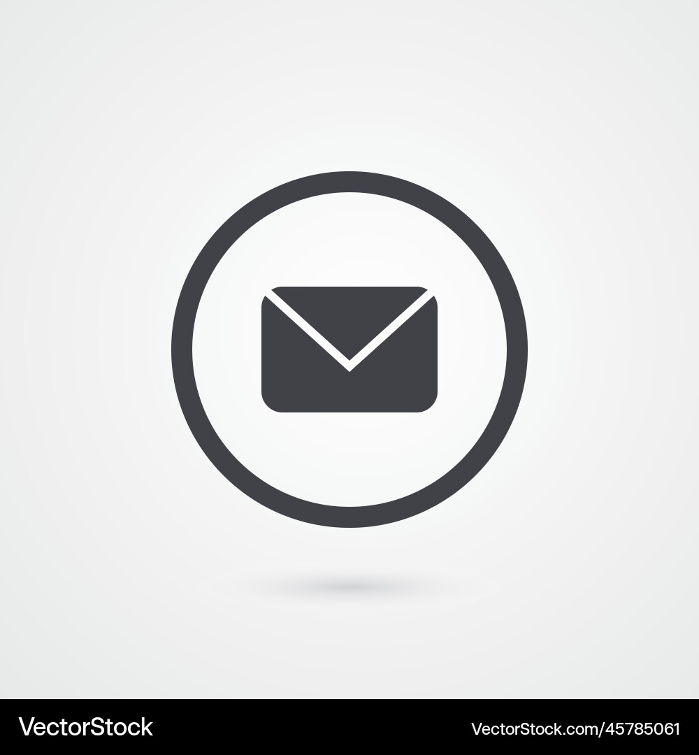 Sms grey symbol isolated envelope in circle logo Vector Image