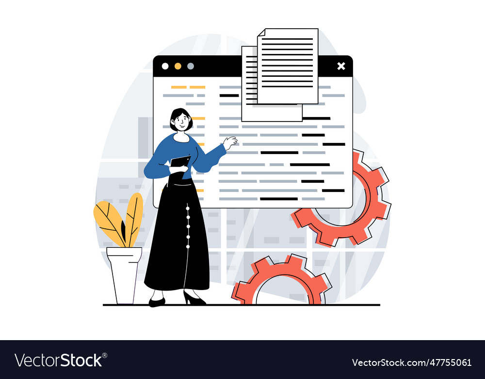 Software development concept with people scene Vector Image