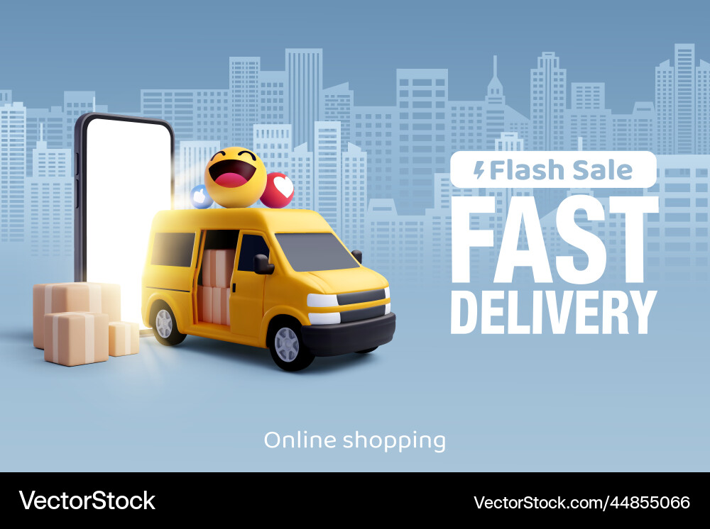 3d of express delivery van fast Royalty Free Vector Image