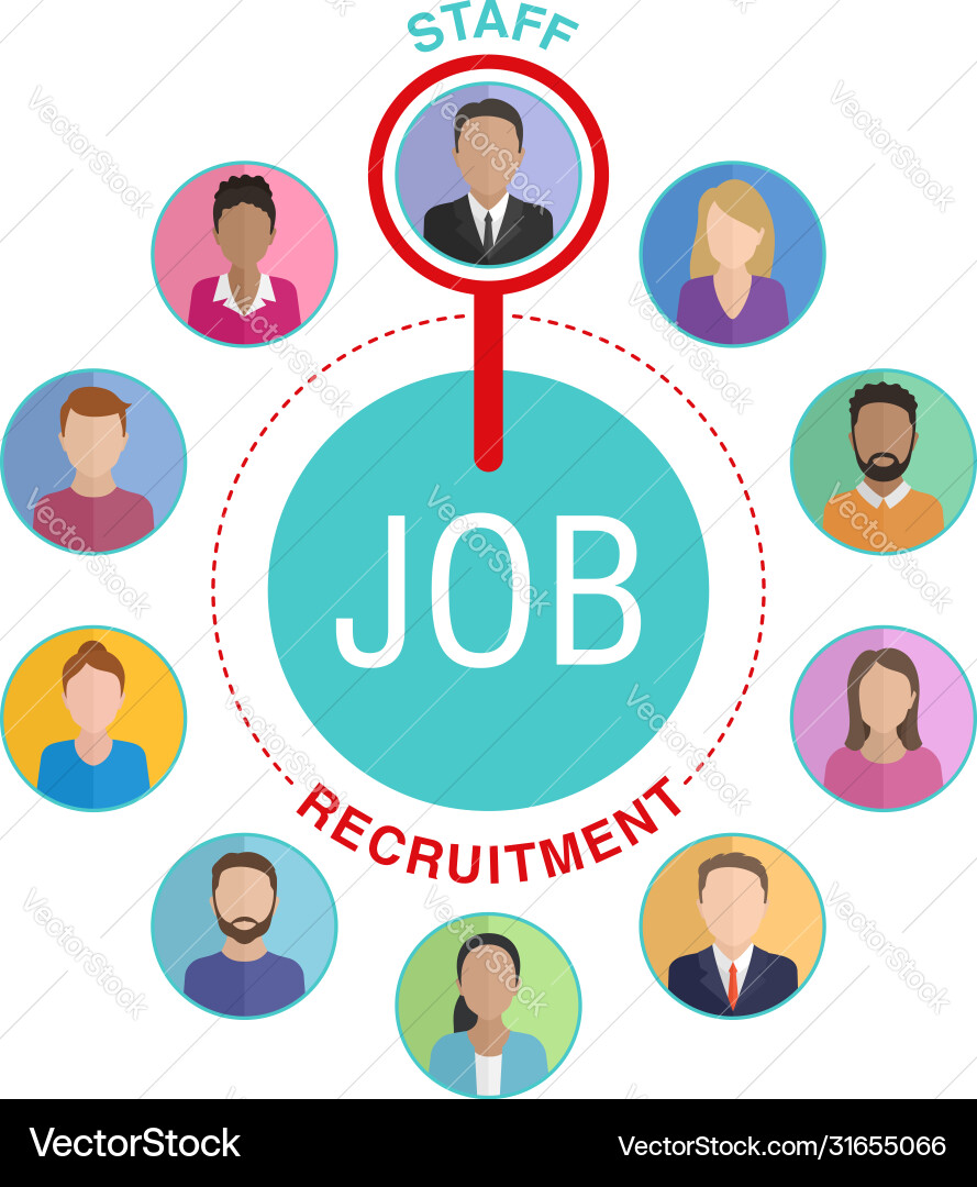 Avatars around job word Royalty Free Vector Image