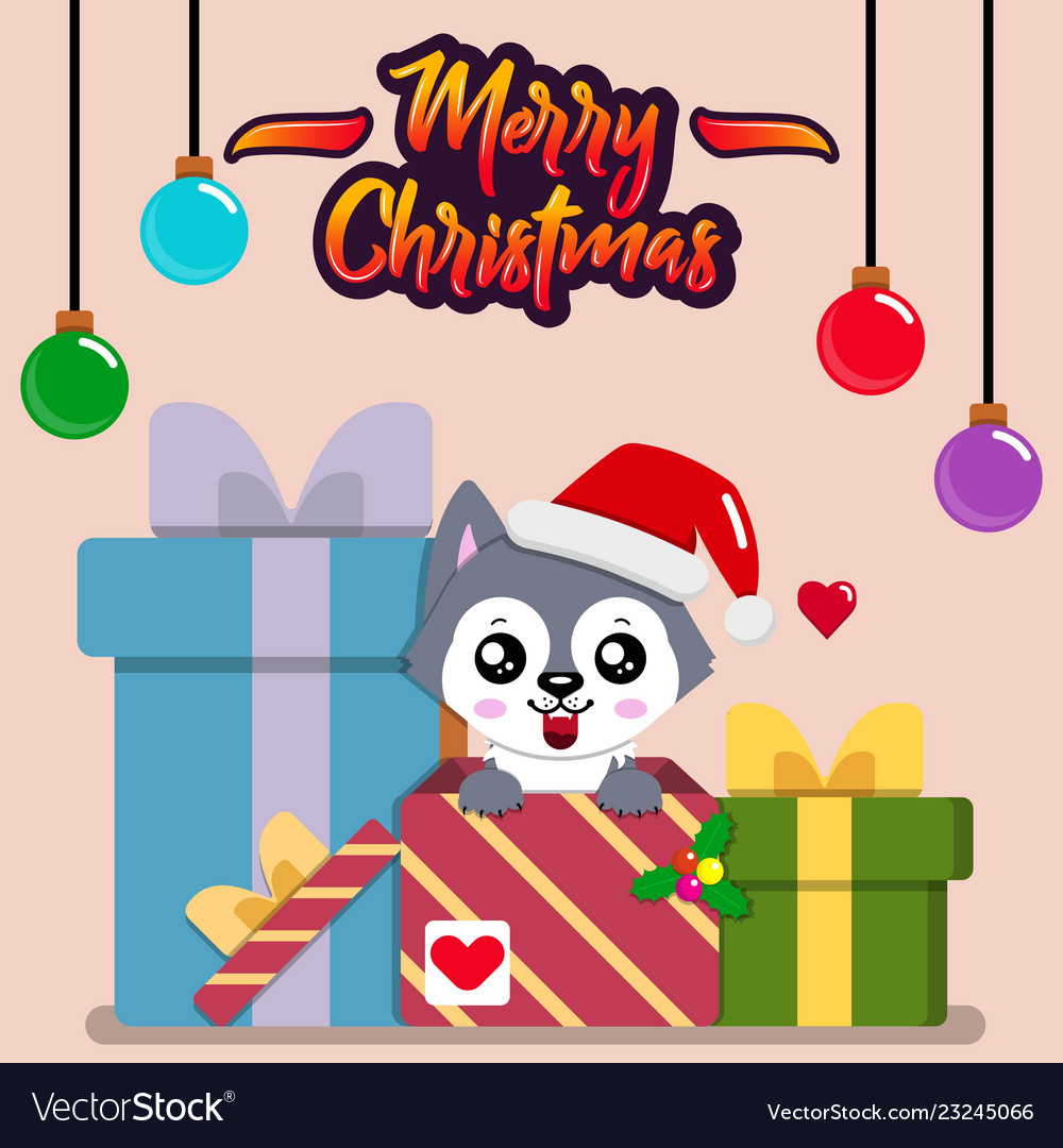 Dog with christmas gifts Royalty Free Vector Image