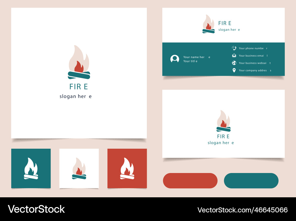 Fire logo design with editable slogan branding Vector Image