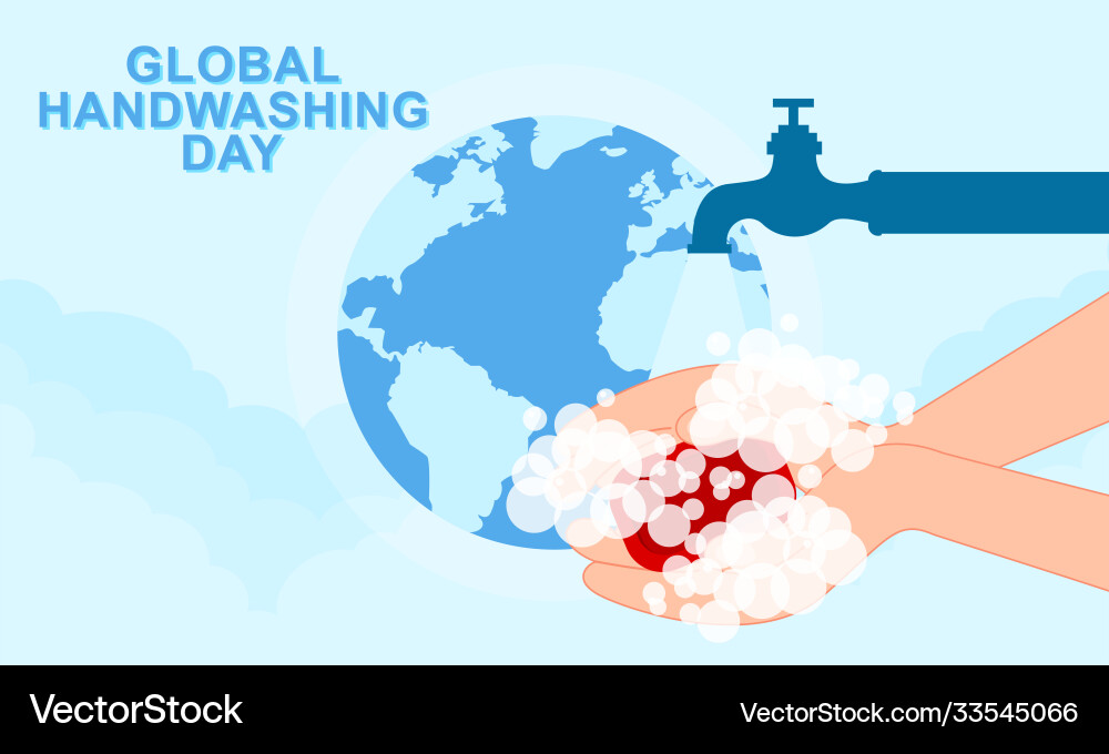 Flat design global handwashing day background Vector Image