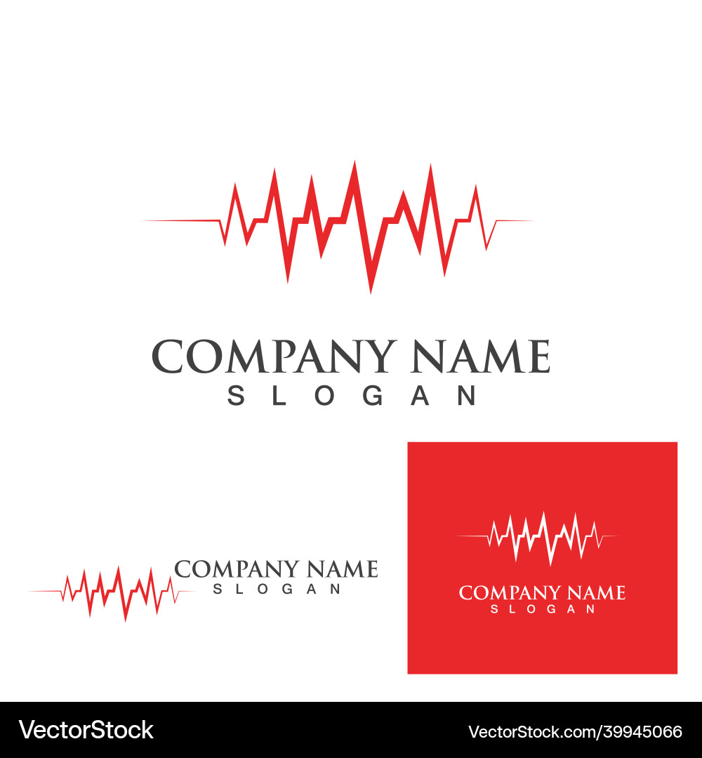 Heart beat wave line logo Royalty Free Vector Image