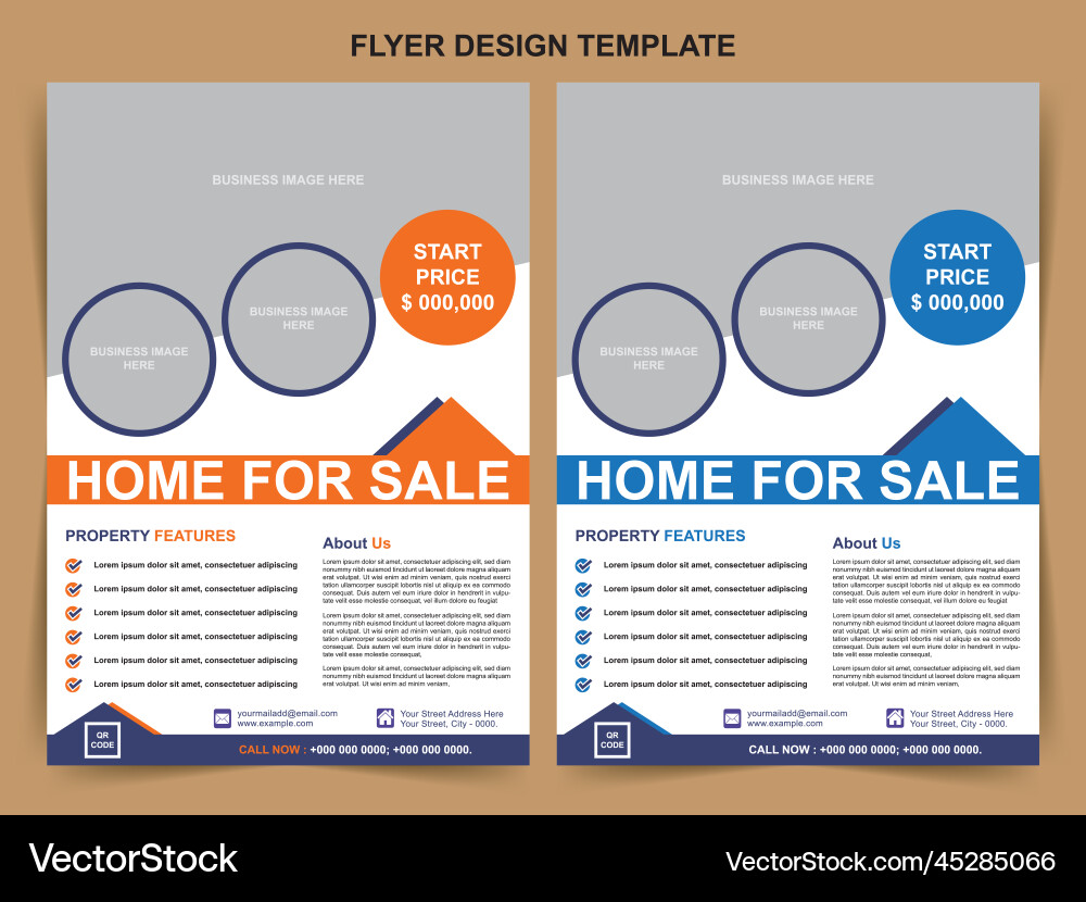 Home for sale flyer design template Royalty Free Vector