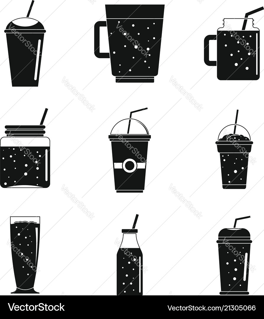 Smoothie fruit juice icons set simple style Vector Image