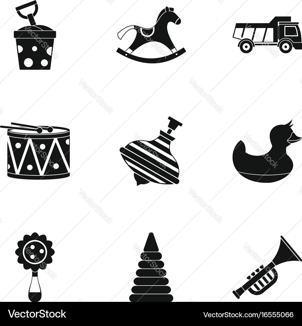 Toys icon set simple style Royalty Free Vector Image