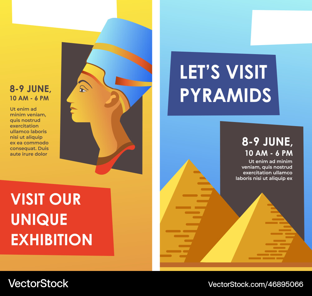 Visit our unique exhibition pyramids excursion Vector Image