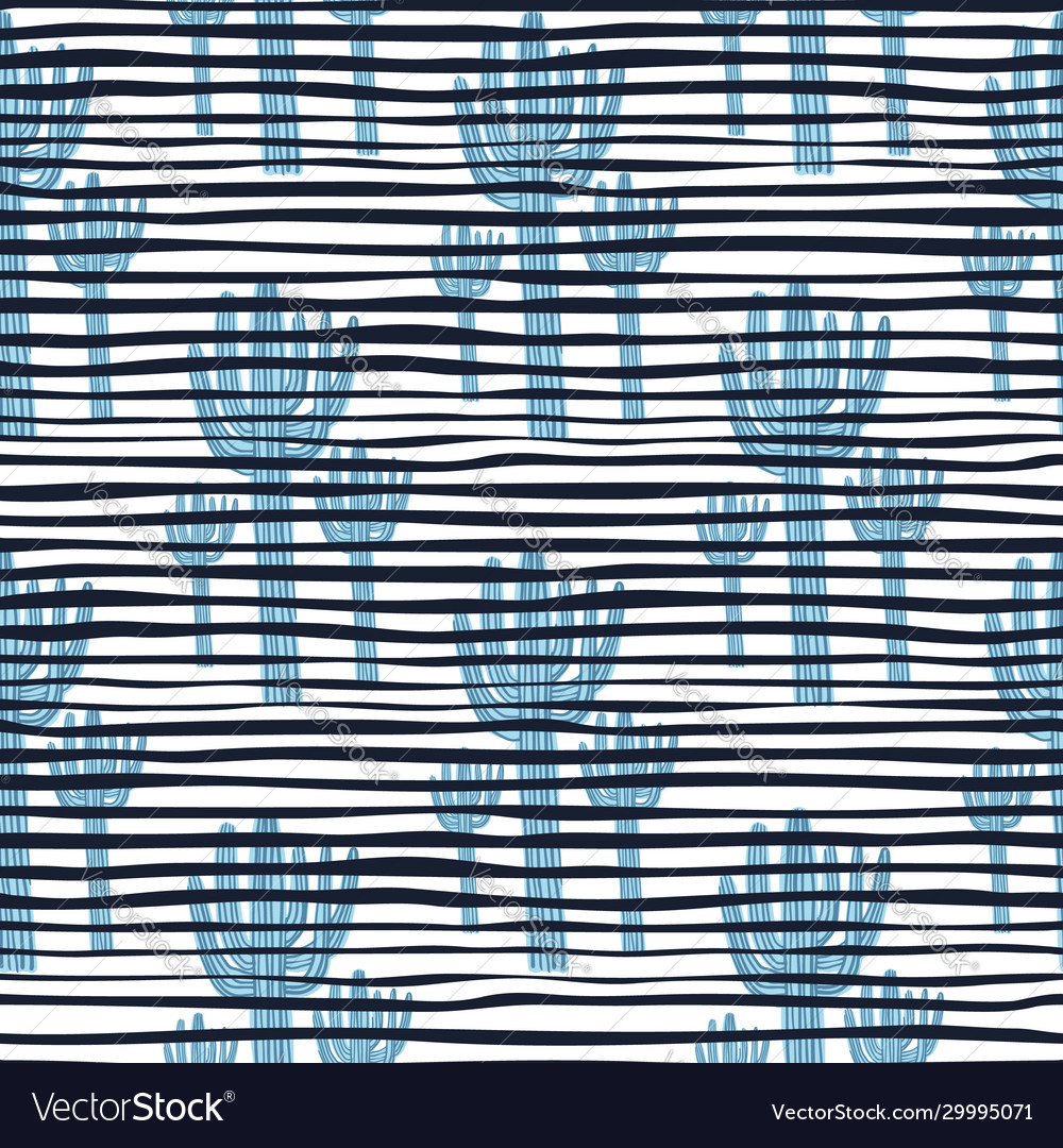 Abstract cactus seamless pattern blue cacti Vector Image