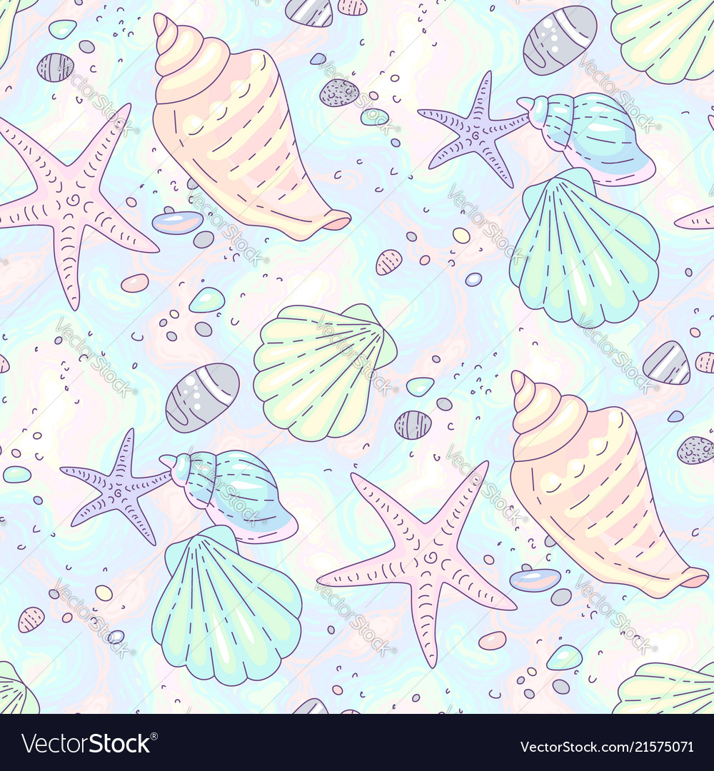 Beach pattern seashells Royalty Free Vector Image