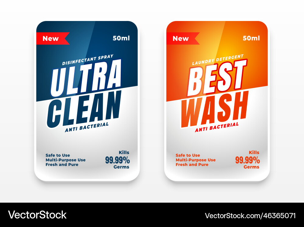 Best clean detergent labels set of two Royalty Free Vector