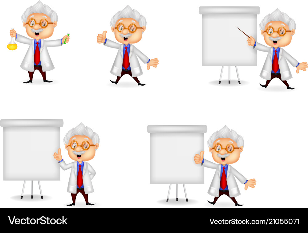 Cartoon scientist collection set Royalty Free Vector Image