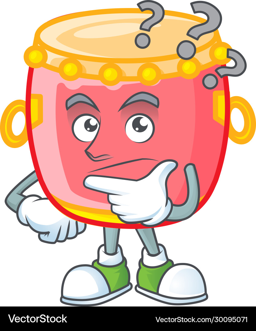 Chinese red drum cartoon with confuse gesture Vector Image