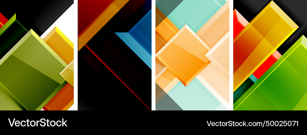 Color glass glossy square composition poster set Vector Image
