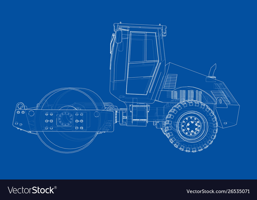 Construction machine asphalt compactor Royalty Free Vector