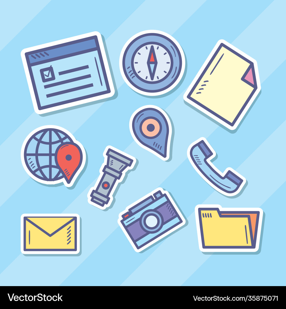 Digital marketing stickers icon set design Vector Image