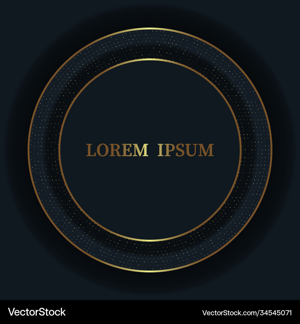Gold shiny circle frame with halftone ornament on Vector Image