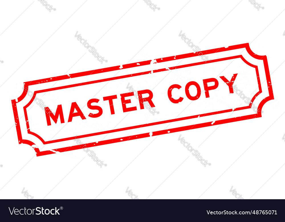 Grunge red master copy word rubber seal stamp Vector Image