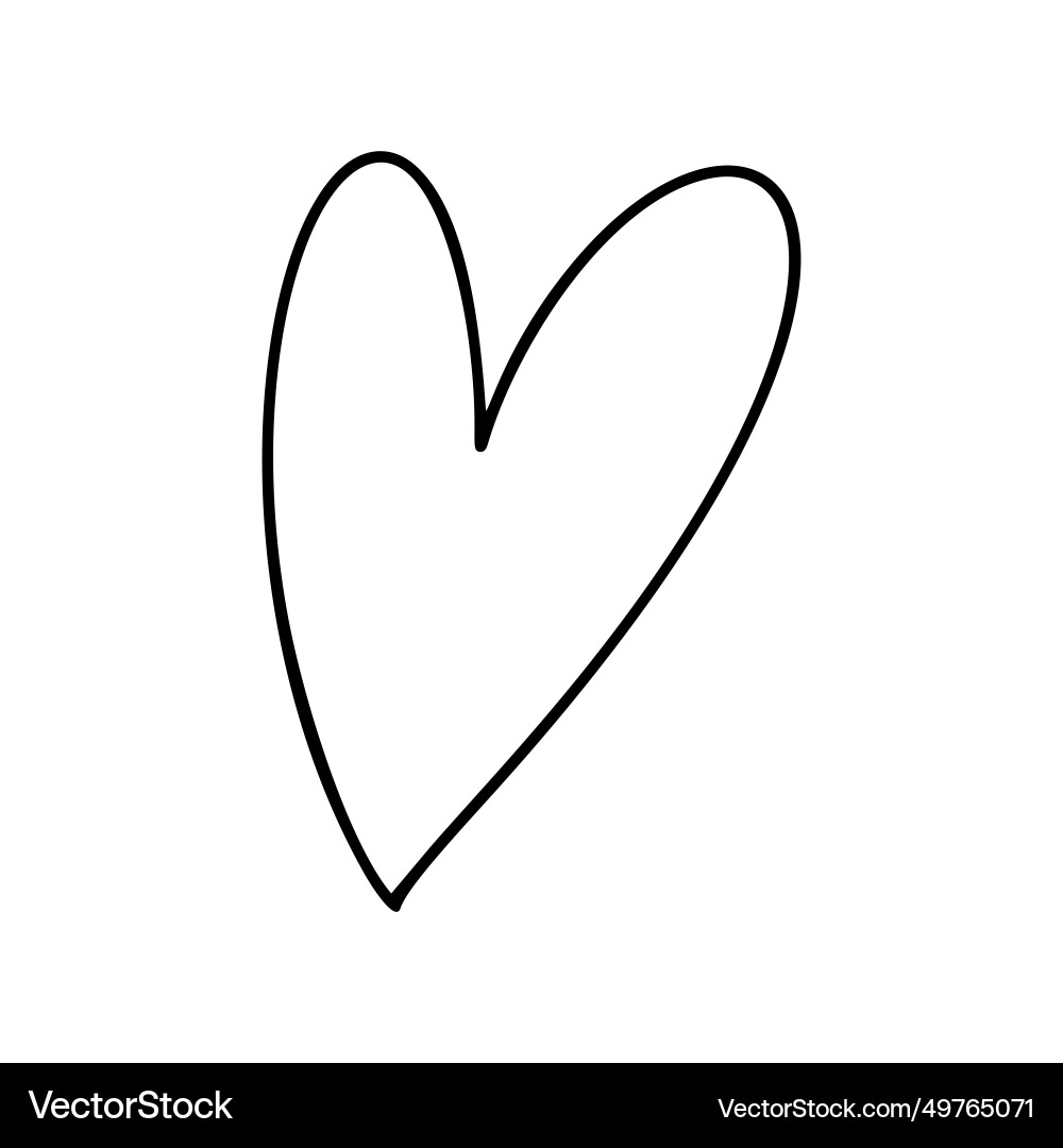 Hand drawn love heart logo line Royalty Free Vector Image